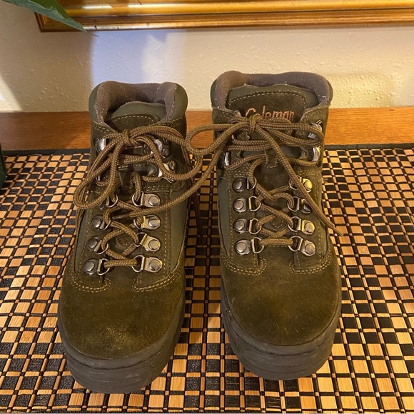 Coleman | Shoes | Coleman Boots Womans 7 Leather Suede Green Lace Up ...